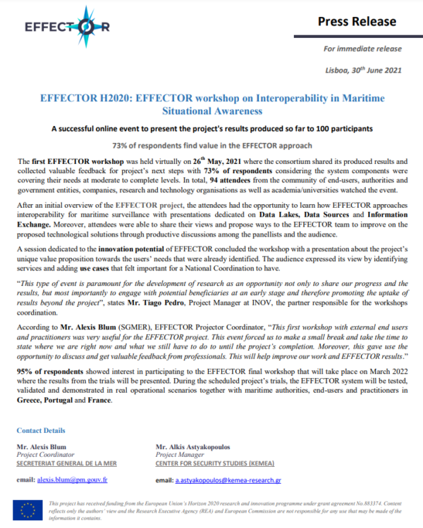 2nd Press Release published - EFFECTOR Project